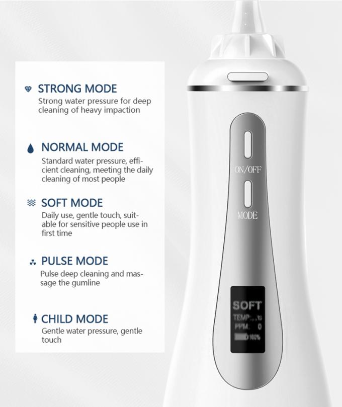 OLED Display Portable Water Flosser For Teeth RoHS Electric IPX7 Waterproof